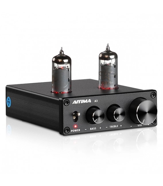 AIYIMA TUBE-A3 Préamplificateur à Tubes Stéréo 2x 6K4 2x AOP NE5532 Noir - Audiophonics