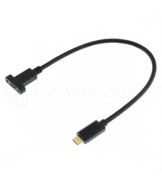 Bulkhead Pass Male USB-C to Female USB-C Gold Plated 30cm - Audiophonics