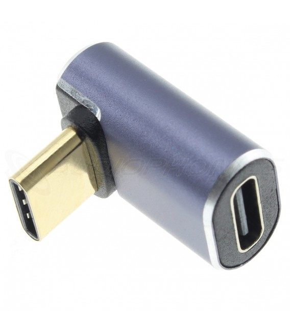 Angled USB Adapter Male USB-C to Female USB-C 40Gbps 100W - Audiophonics