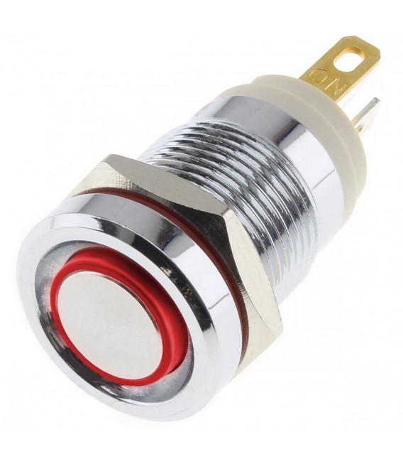 LB Aluminum Switch with Red Light 220V Ø12mm Silver - Audiophonics