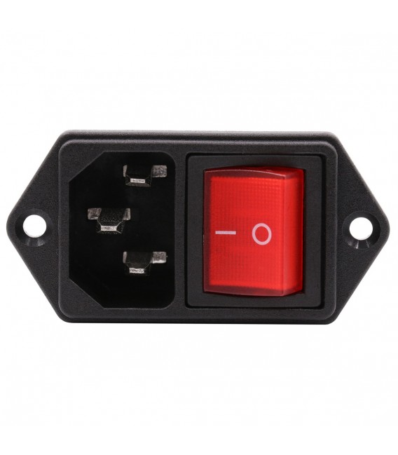 Power Socket IEC C14 with Red Lighted Toggle Switch 250V 10A Black ...