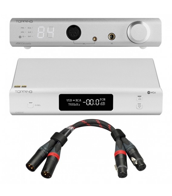 Pack Topping A90 Discrete Headphone Amplifier + D90SE DAC + TCX1 XLR ...