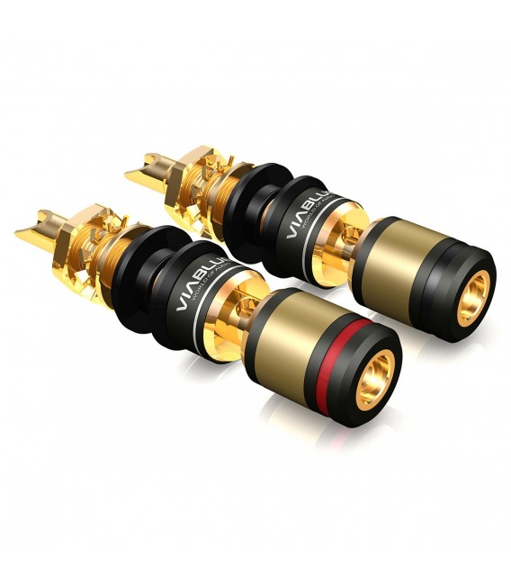 Viablue Borniers T6S Isolés POM plaqués Or 24K (la paire) - Audiophonics