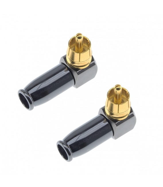 RCA Connector 90° Angled Gold Plated Ø6.2mm (Pair) - Audiophonics