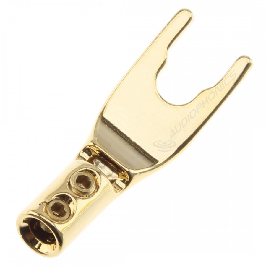 24k Gold-Plated Pure Copper Spade Ø4mm (Unit) - Audiophonics