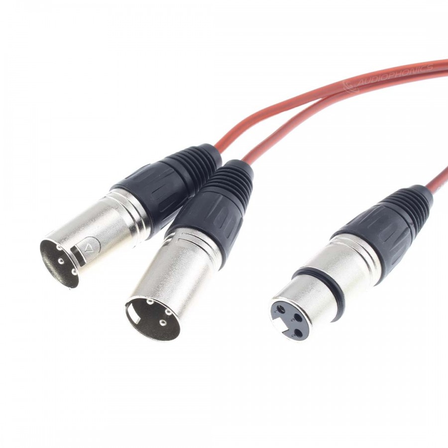 Adaptateur 2x XLR Mâle 3 Pôles vers 1x XLR Femelle 3 Pôles 1m - Audiophonics
