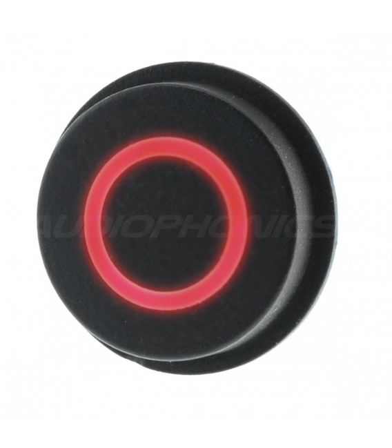 Push Button with Red Circle Light 12V 50mA Ø15mm Black - Audiophonics
