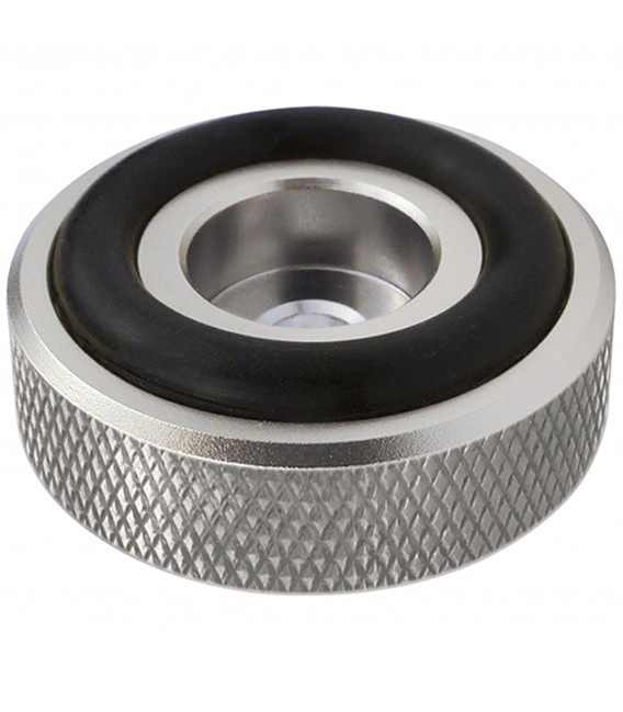 Knurled aluminum foot Ø30x10mm Silver (Set x4)