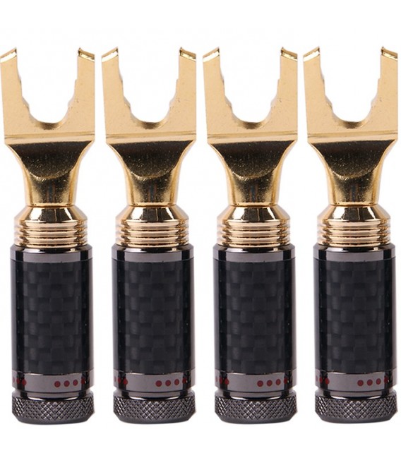 1877PHONO Spade Plug Carbon Gold Plated Ø5mm (Set x4) - Audiophonics