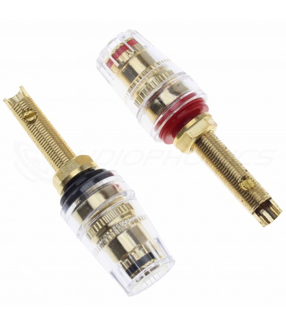 Acrylic Isolated Speaker Terminals Gold Plated Ø16mm x 65mm (Pair)