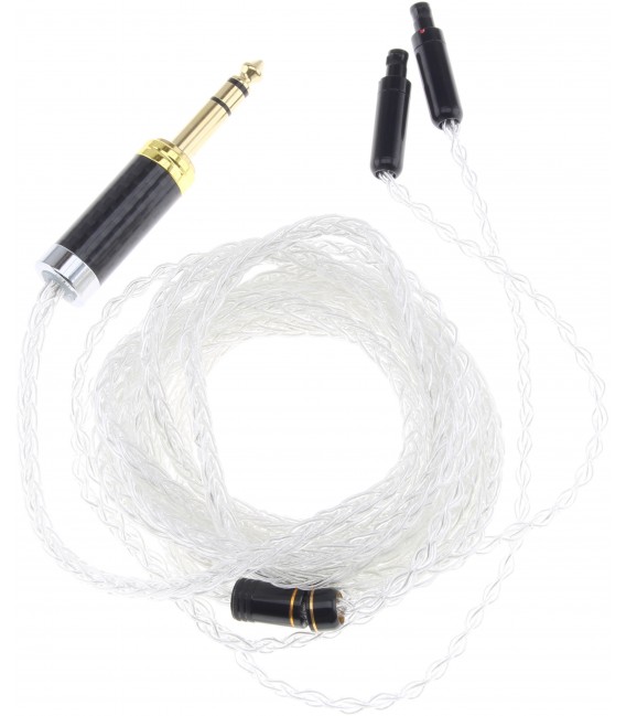 ATAUDIO Headphone Cable Jack 6.35mm TRS Male to 2xHD800 Male Silver 3m