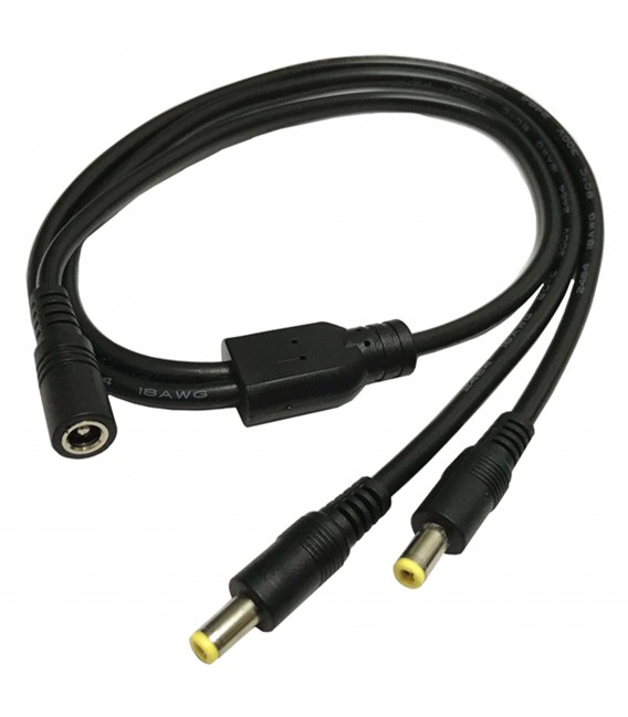 Dual Power Supply Cable Jack DC 5.5/2.5mm 18AWG 0.7m