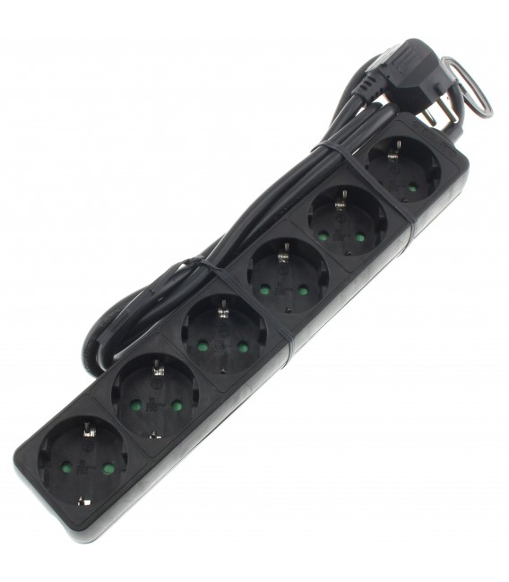 Power Distributor 6 Plugs Schuko Black