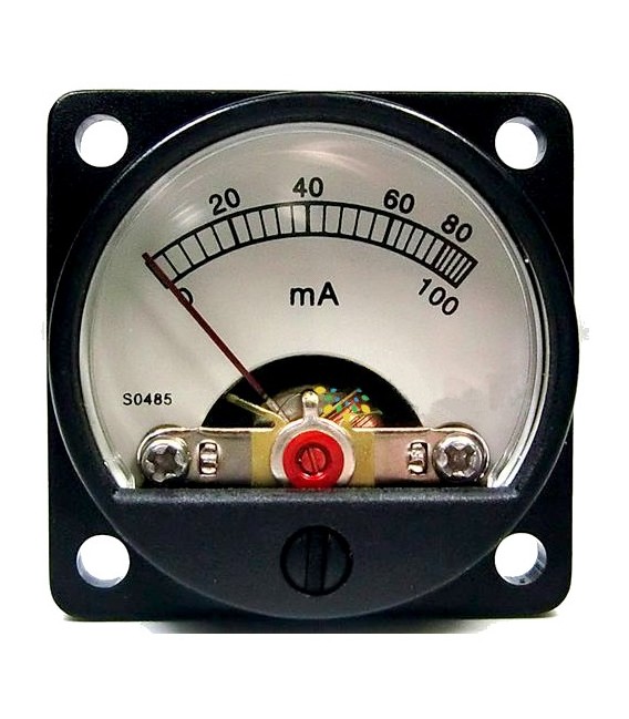 TEK Vumps Round Ammeter White 60 / 100mA Ø34mm - Audiophonics