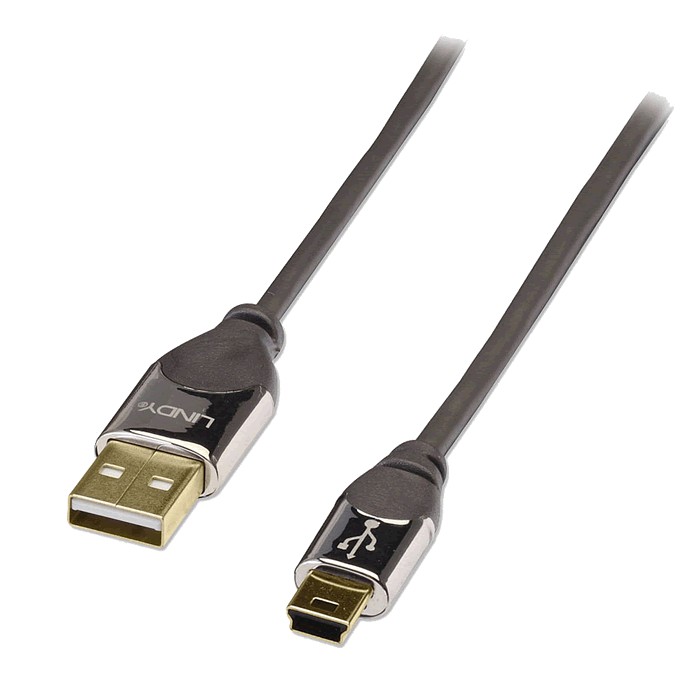 LINDY CROMO Cable USB 2.0 Type A / Mini-B 3.0m - Audiophonics