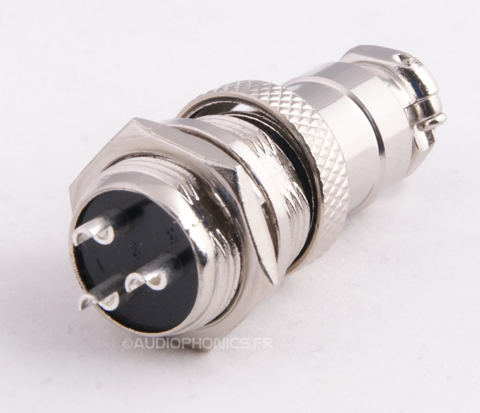 Connecteur aviation 3 pôles Ø15mm - Audiophonics