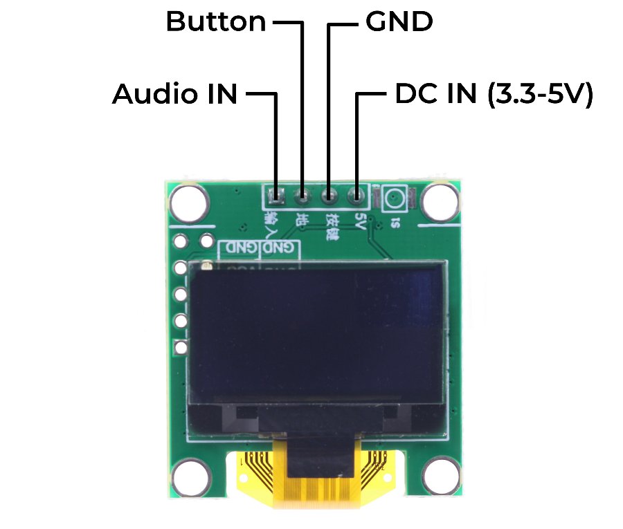 OLED screen 0.96 "128x64 White Vu-meter - Audiophonics